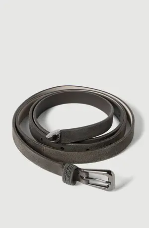 Brunello Cucinelli Suede Belt With Shiny Loop