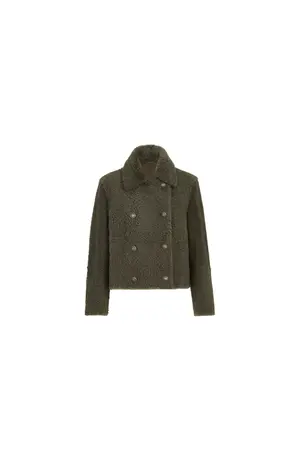 Brunello Cucinelli Fuzzy Shearling Pea Coat - Green