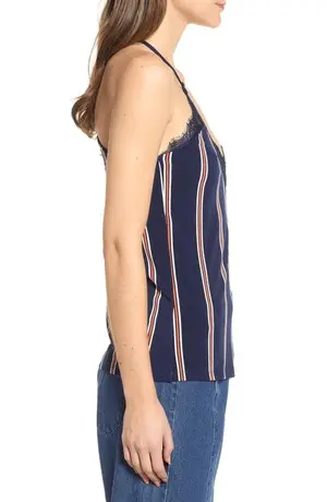 Vero Moda Lace Trim Stripe Knit Top