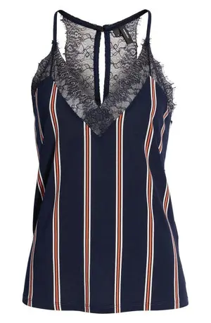Vero Moda Lace Trim Stripe Knit Top