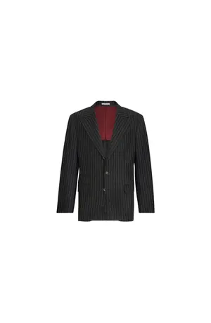 Brunello Cucinelli Virgin Wool And Cashmere Chalk Stripe Flannel Deconstructed Blazer With Large Peak Lapels And Metal Buttons - Anthracite