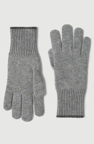 Brunello Cucinelli Cashmere Knit Gloves Light Grey