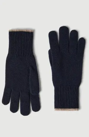 Brunello Cucinelli Cashmere Knit Gloves - Navy Blue