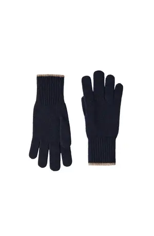 Brunello Cucinelli Cashmere Knit Gloves - Navy Blue