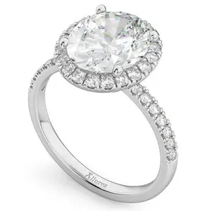 ALLUREZ Oval Cut Halo Diamond Engagement Ring