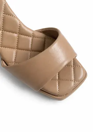 KNEETOES Tinsley Quilted Platform Block Heels - Beige
