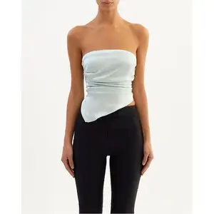 LAMARQUE Baila | Asymmetric Satin Scarf Top - Light Blue