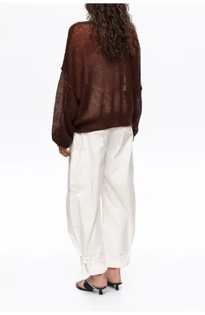 Bimba Y Lola Mohair Blend Boat Neck Sweater - Brown