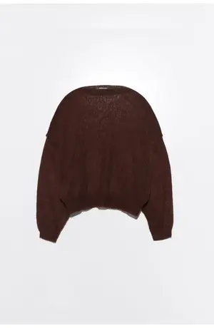 Bimba Y Lola Mohair Blend Boat Neck Sweater - Brown