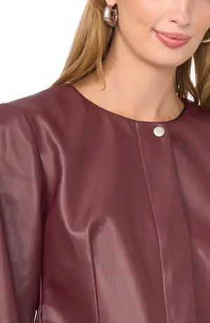 Vince Camuto Cropped Faux Leather Jacket With Balloon Sleeves