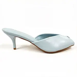 KNEETOES Starlette Mules Peep-toe Kitten Heel Slip-on - Light Blue