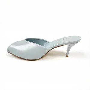 KNEETOES Starlette Mules Peep-toe Kitten Heel Slip-on - Light Blue