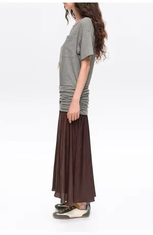 Bimba Y Lola Ruched Two-material Flared Midi Dress