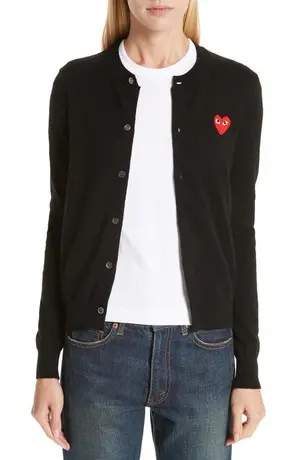 Comme Des Garçons Play Wool Cardigan - Black