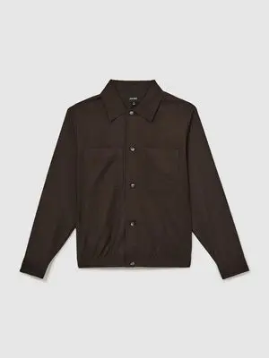 REISS Penge Brushed Twin-pocket Overshirt With Wool - Chocolate Brown