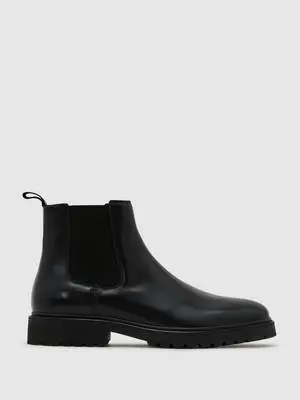 REISS Milton Leather Chelsea Boots - Black
