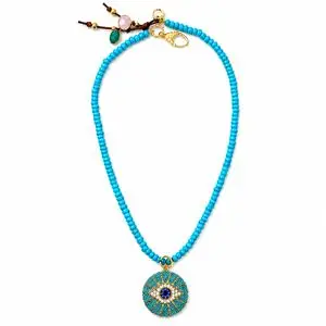 Persia Donà Jewelry Turquoise And Crystal Evil Eye Necklace