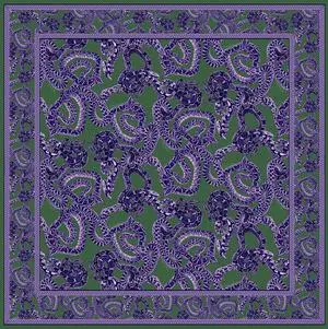 MONZLAPUR NEW YORK Green / Purple Small Snake Silk Scarf Purple X Emerald - Green/purple
