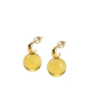 SEREE Amber Gemstone Gold Earrings