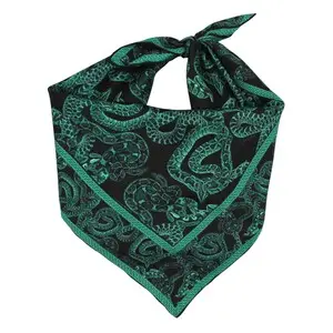 MONZLAPUR NEW YORK Silk Serpent Noir Scarf Small -forest