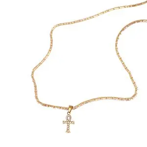 URBANE JEWELRY STUDIO Ankh Baggette Tennis Necklace - Gold