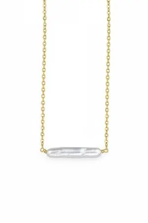 ASTOR & ORION Maris Pearl Bar Necklace In 18k Plated Sterling Silver - Gold
