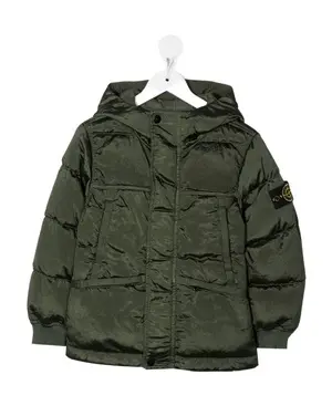 Stone Island Compass-logo Hooded Padded Jacket - Olive Green