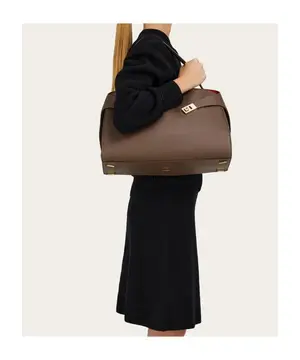 FERRAGAMO Hug Soft Bicolor Large Shoulder Bag