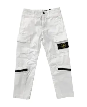 Stone Island Logo High-waisted Casual Pants - White