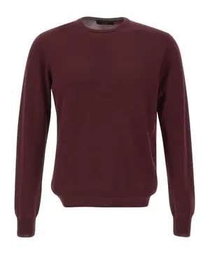 GRAN SASSO Crew Neck Knitted Sweater - Burgundy