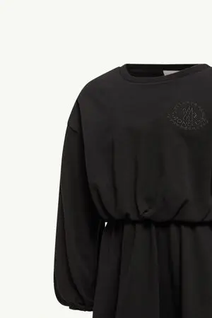 Moncler Embroidered Flowers Long Sleeve Cotton Dress