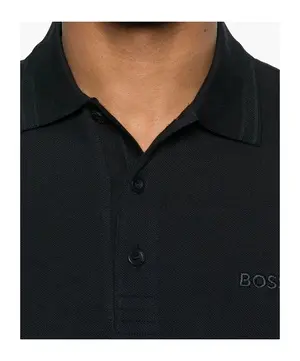 Hugo Boss Logo Embroidered Short-sleeved Polo Shirt - Black