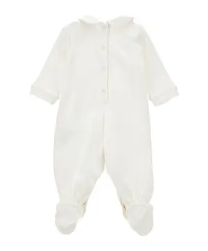 Monnalisa Teddy-bear-print Peter Pan-collar Sleepsuit