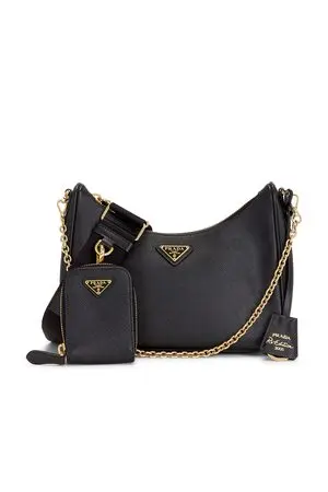Prada Saffiano Re-edition 2005 Shoulder Bag - Black