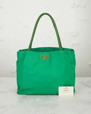 FWRD RENEW Prada Tessuto Tote Bag - Green