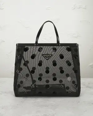 FWRD RENEW Prada Polka Dot Sequined Mesh Tote Bag