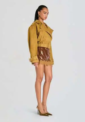 Retrofete Rubee Suede Cropped Trench Coat