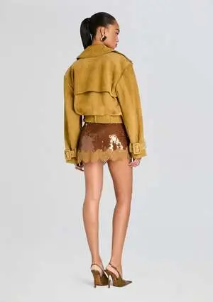 Retrofete Rubee Suede Cropped Trench Coat