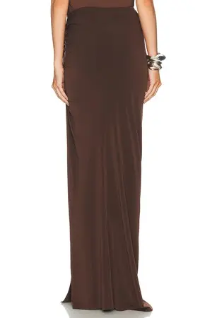 SID NEIGUM Floor Length Gathered Belt Skirt In Brown