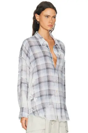 R13 Shredded Seam Drop Neck Shirt