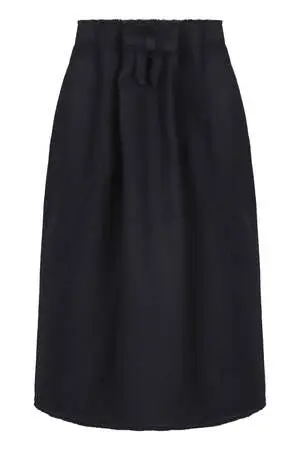 Prada Chevron Wool Midi Skirt With Elastic Waist - Blue