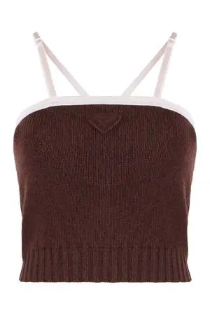 Prada Ribbed Wool & Cashmere Blend Knit Top