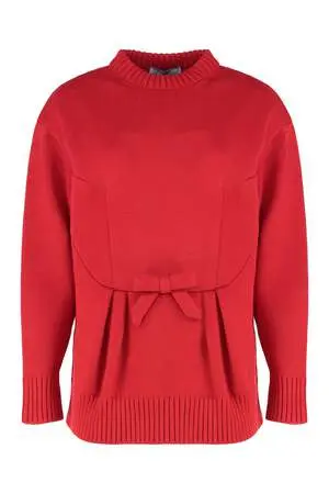 Prada Ribbed Wool Oversized Sweater - Red