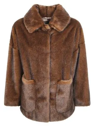 Herno Soft Faux Fur Overcoat - Marrone