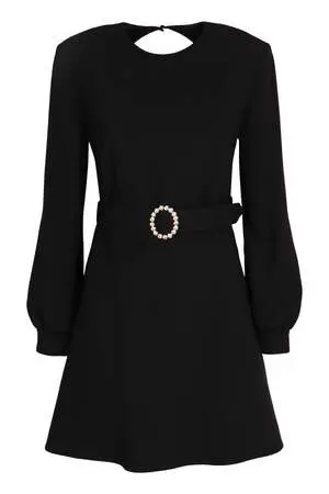 Saint Laurent Crepe Open-back Dress With Adjustable Belt