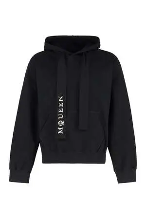 Alexander McQueen Cotton Hoodie With Front Embroidered Logo