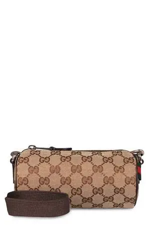 Gucci Gg Jacquard Mini Shoulder Bag With Top Zip - Beige