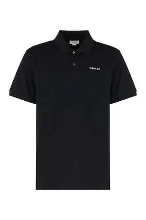 Alexander McQueen McQueen-Inspired Cotton Piqué Polo Shirt With Side Slit Hem Black
