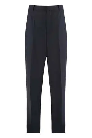 Saint Laurent Tailored Wool Trousers With Back Button Welt Pockets