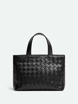 Bottega Veneta Style Leather Mini Briefcase Bag, 18cm Height X 27cm Width X 10cm Depth - Nero